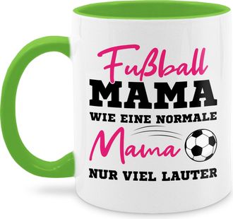 Shirtracer Tasse Tassen 325ml - Fu&szlig;ball Mama wie eine normale Mama nur viel lauter - 325 ml - Hellgr&uuml;n - geschenke f&uuml;r die mag muttertagstasse mum fussball kaffe