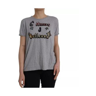 Dolce & Gabbana Graues Baumwoll Liebes & Sch&ouml;nheit Top - - Tops - Damen - Grau - XS