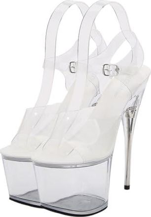 BESTONZON Alipis Sandales Transparentes d&Eacute;t&eacute; pour Femme Talons Aiguilles Blancs 10 CM Semelles Antid&eacute;rapantes &Eacute;l&eacute;gantes Pantoufles dExt&eacute;rieur Taille 36 Chaussur
