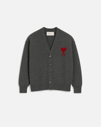 Ami Ami Paris - Cardigan gris en laine Ami de Coeur Gris - Taille : XXL - Unisex