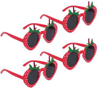 IFUNDOM Lot de 4 Lunettes de Soleil Fraise Rouges en ABS L&eacute;ger Lunettes de F&ecirc;te et Carnaval pour Festival de Musique Accessoires Color&eacute;s et Confortables pour 