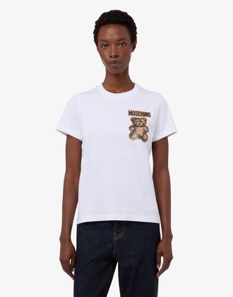 Moschino T-shirt en jersey de coton biologique Moschino Teddy Bear - Blanc