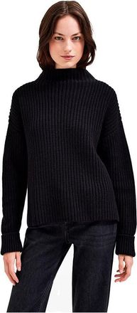 Selected Damen Selected Rollkragen Strickpullover | Hoher Rundhals Knitted Sweater | Langarm mit Schlitzen SLFSELMA, Farben:Schwarz, Größe:38