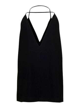 Toteme Womens Black Silk Top With Double Halter Neck Tops