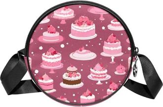 Generic Petit sac &agrave; bandouli&egrave;re circulaire pour femme, petit sac &agrave; bandouli&egrave;re avec fermeture &eacute;clair, bretelles r&eacute;glables, sac &agrave; main rond d&eacute;contract&eacute; pour fe