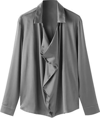 Generic Chemises pour homme adulte &agrave; manches longues pour le printemps et lautomne - Chemise l&eacute;g&egrave;re et respirante - Style d&eacute;contract&eacute; - Avec col Duffle - Coup