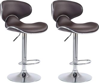 Clp 2er Set Barhocker Las Vegas Mit Kunstlederbezug I H&ouml;henverstellbarer Barstuhl Mit Fu&szlig;st&uuml;tze, Farbe:braun, Gestell Farbe:Chrom