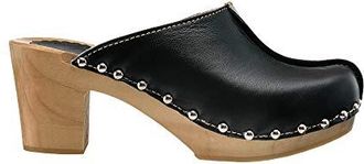 Estro & Luminara Sabots Femme en Cuir Chaussures H&ocirc;pital Mules Femmes Sabots Orthop&eacute;diques CDL03 (Noir, Numeric_35)