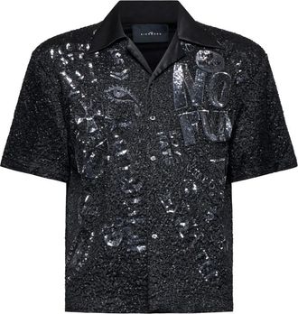 John Richmond Homme, Chemises, Noir, Taille: XL Chemise pour homme avec paillettes et détails graphiques