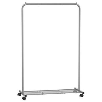 Songmics Kleiderst&auml;nder, Kleiderstange auf Rollen, Garderobenst&auml;nder Metall, Rollgarderobe 91 cm breit, mit Ablage, 2 Rollen mit Bremse, Stange bis 40 kg belas