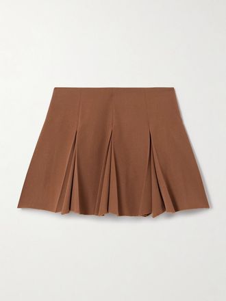 Marni Mini-jupe En Laine Grain De Poudre À Plis - Marron