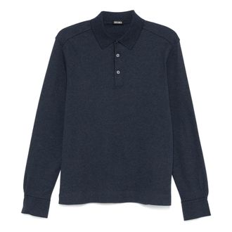 Ermenegildo Zegna Homme, Tops, Bleu, Taille: 2XL Polo en Coton 3 Boutons