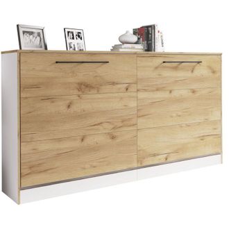 VCM Lit armoire avec base en caillebotis 90x200 H. 114 x B. 213 x T. 43 cm