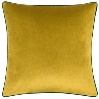 furn. Meridian Kissen mit Federf&uuml;llung - Luxuri&ouml;ses Dekokissen aus Samt mit Kontrastpaspelierung (Moos/Smaragd - 45x45cm)