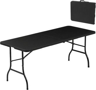 Albatros-Moebel Albatros Buffettisch Klapptisch Schwarz/Rattan - robuste Konstruktion klappbar und hohe Tragkraft -für bis zu 10 Personen - für Bierzelt mit