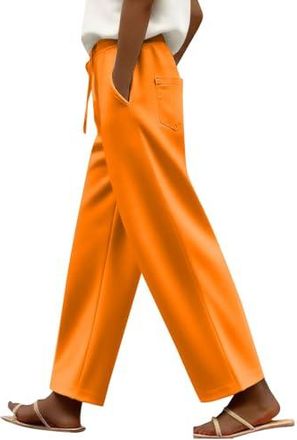 Generico Femmes Pantalon de surv&ecirc;tement Taille Haute Pantalon Long Jambe Large Athl&eacute;tique Pantalon Avec Poches &Eacute;l&eacute;gant Sport Confortable Pantalon D&eacute;contract&eacute; P