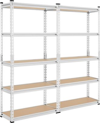 Yaheetech 5-stufiges Lagerregal mit verstellbaren Regalböden, Schwerlastregal Kellerregal Standregal Steckregal je Fach 175kg belastbar, 150x30x153cm/silbern