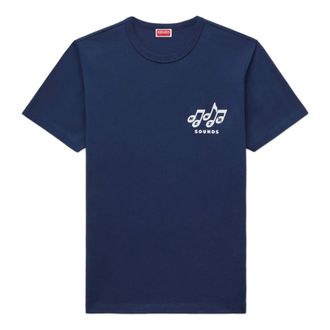 Kenzo Sounds Besticktes Slim T-Shirt - - Tops - Herren - Blau - S