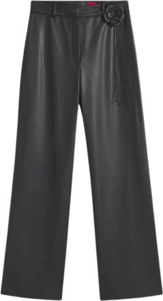 HUGO BOSS Weite Lederhose - - Trousers - Damen - Schwarzk - XS