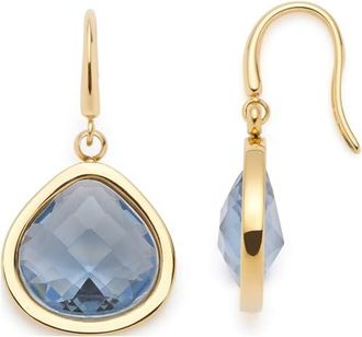 Leonardo 024426 Juvinga Paire de boucles doreilles en acier inoxydable doré, pierre de verre bleue en forme de triangle arrondi, bijou pour femme, cadeau, Eine