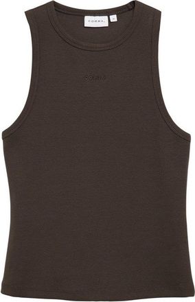 Comma Muskelshirt T-Shirt Geripptes Tanktop mit Logostickerei