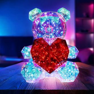Globo Lighting Lampe de table Lampe de table Lampe de chambre denfant Lampe de salon Aspect cristal Ours, plastique rouge clair, led 0,03W 8000K blanc lumi&egrave;re du