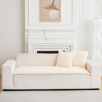 Shanna LiveGo Housse de canap&eacute; en velours de lait lavable, adapt&eacute;e aux animaux domestiques, antid&eacute;rapante et pelucheuse pour 2/3/4 places Housse de meuble so