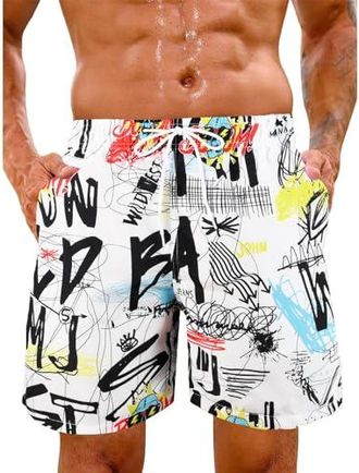 Generic Short de plage d&eacute;t&eacute; pour homme - Paysage d&eacute;t&eacute; insolite - Impression num&eacute;rique avec taille &eacute;lastique - Short de plage d&eacute;contract&eacute; et tendance - Pantalo