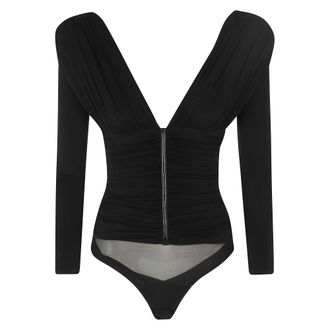 Elisabetta Franchi Leichter Crepe-Jersey-Body - - Tops - Damen - Schwarzk - S