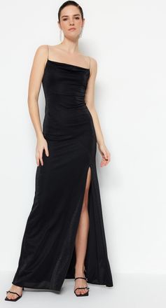 Trendyol Maxi-&auml;rmelloses Abend- und Ballkleid, A-Linie, Abschluss/Prom - Schwarz