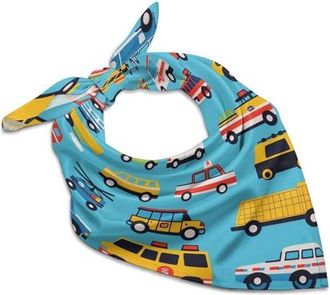 Generic Écharpe carrée en soie légère pour homme et femme Motif voiture de police de dessin animé, multicolore, 46x46cm