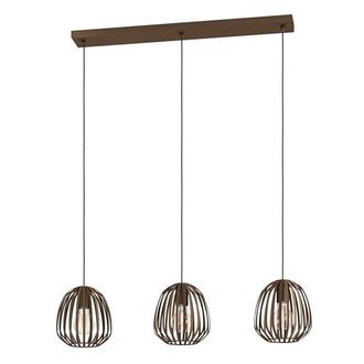 Eglo Hängelampe Espinal, 3-flammige Pendelleuchte Esstisch, Deckenlampe hängend Industrial Vintage, Metall in Schwarz und Bronze, E27 Fassung, L 90 cm