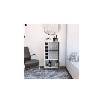 M&S Collection Meuble bar 2 portes 56,2x41x107 cm blanc et gris foncé - PIMLY