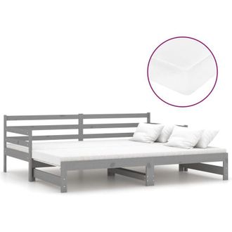 vidaXL Ausziehbares Tagesbett 2x(90x200) cm Grau Massivholz Kiefer Vidaxl