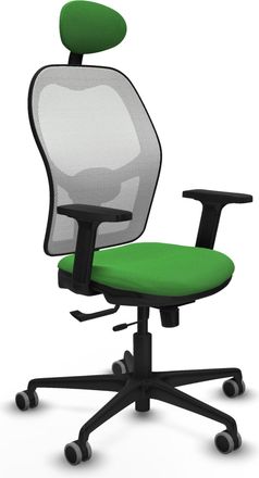 Piqueras y Crespo B&uuml;rostuhl mit 2D-Armlehnen und festem Kopfteil, ausgestattet mit Syncro/Traslack und eingespritztem Schaumstoff, Rollen 65 mm, Parkett, Wei&szlig;/Gr&uuml;n