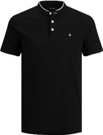 Jack & Jones Jjepaulos Mao Polo SS Noos Homme Polo, Noir (Noir Noir), L