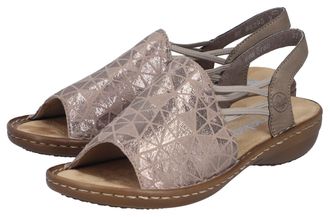 Rieker Sandale RIEKER, Damen, Gr. 38, beige, taupe, Nubuklederimitat, metallic, Schuhe Damenschuh Riemchensandale Sandale Sommerschuh, Sommerschuh, Sandalett