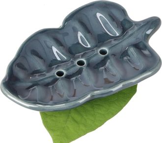 Guru Shop Keramik Seifenschale Blatt - Blau, 2x10x8 cm