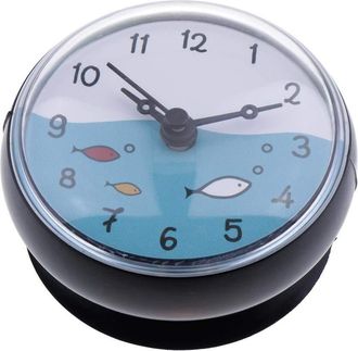 F Fityle Duschuhr Bad Clock K&uuml;chenuhr Wanduhr Badezimmer Saugnapf Uhr Spiegeluhr, Auswahl, Schwarz