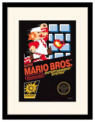 1art1 Super Mario Poster Bros. NES Cover Gerahmtes Bild Mit Edlem Passepartout | Wand-Bilder | Im Bilderrahmen 40x30 cm