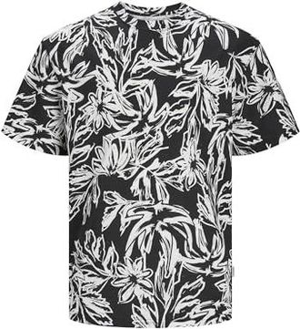 Jack & Jones Jorlafayette AOP Tee SS Crew Neck Ln T-Shirt pour Homme, Noir, L
