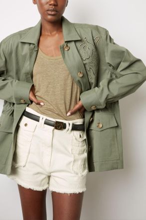 Gerard Darel Veste militaire brod&eacute;e - SULLY - Kaki moyen