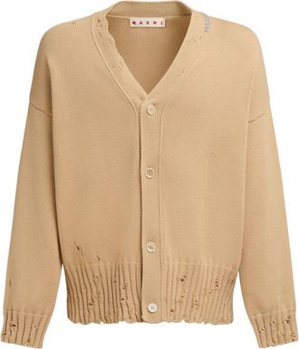 Marni cardigan en coton à effet usé - Tons neutres