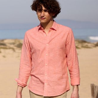 Bexley Silbert - Chemise homme chambray orange