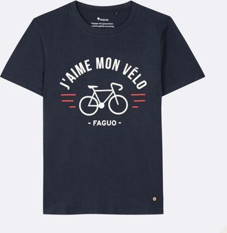 Faguo T-shirt col rond bleu marine Jaime mon v&eacute;lo