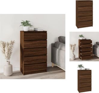 vidaXL Schubladenschrank Braun Eichen-Optik 60x36x103 cm Holzwerkstoff - Sideboard - Holzmöbel - Wohnzimmermöbel - Kommode - Schubladenkommode
