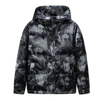 Generic Manteau dhiver à capuche en duvet de canard épais et chaud pour homme, Noir, XXL