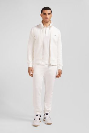 Eden Park Sweatshirt Zipp&eacute; &Agrave; Col Montant En Molleton Coton Uni &Eacute;cru Coupe Regular