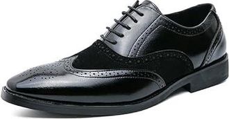 Generic Chaussures habillées for Hommes, à Lacets, Bout carré Bruni, Richelieu, Bout Golf, Similicuir, Bicolore, Semelle Basse en Caoutchouc, Talon carré, ant