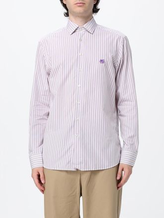 Etro Chemise &agrave; rayures en popeline de coton avec logo Cube brod&eacute;